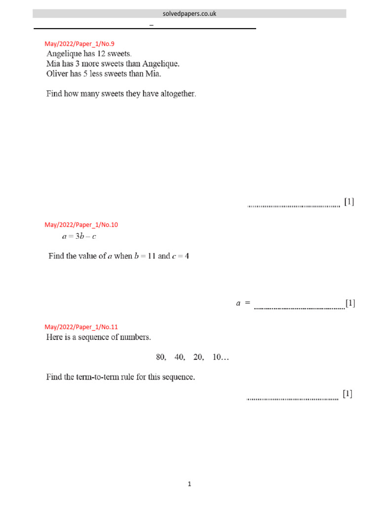 Checkpoint Sec 1 Math Past Papers | PDF | Mathematics | Elementary ...