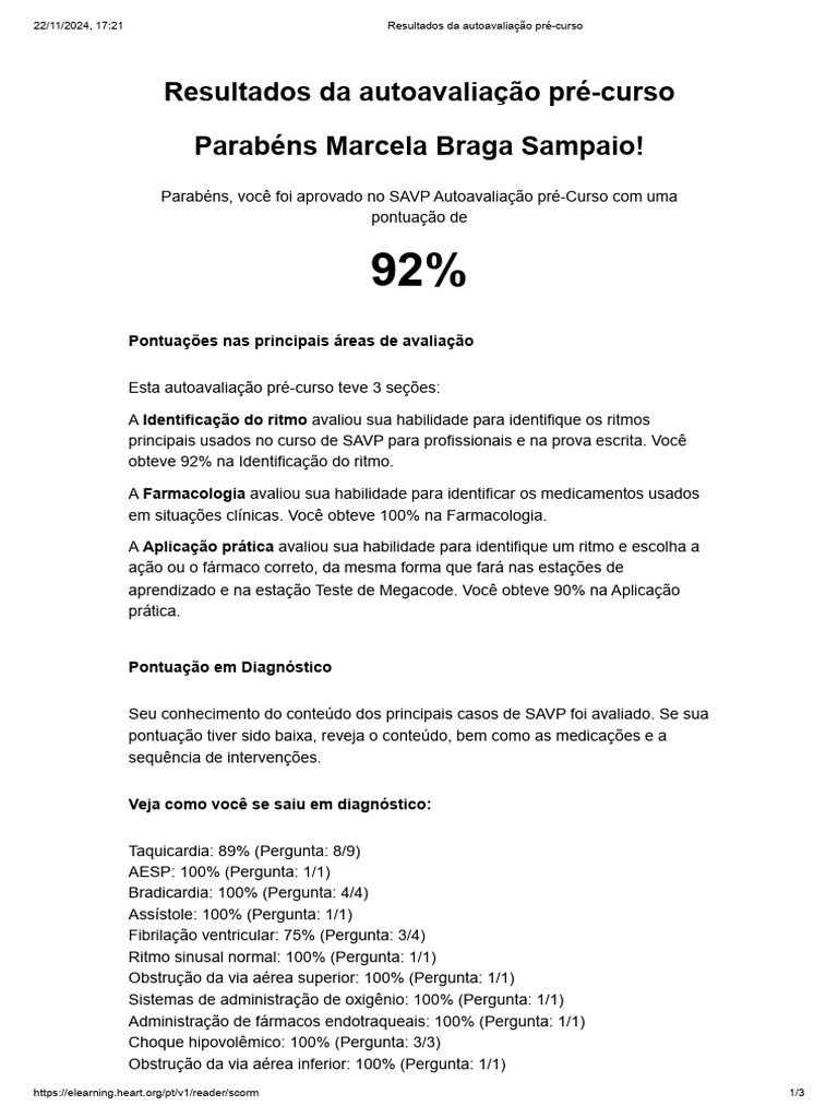 Resultados da Autoavaliação SAVP | PDF | Reanimação cardiopulmonar ...