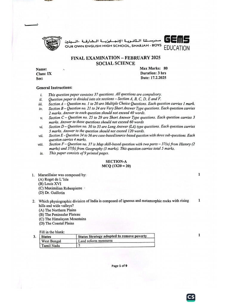 Indian Sst Paper Final Exam Pdf
