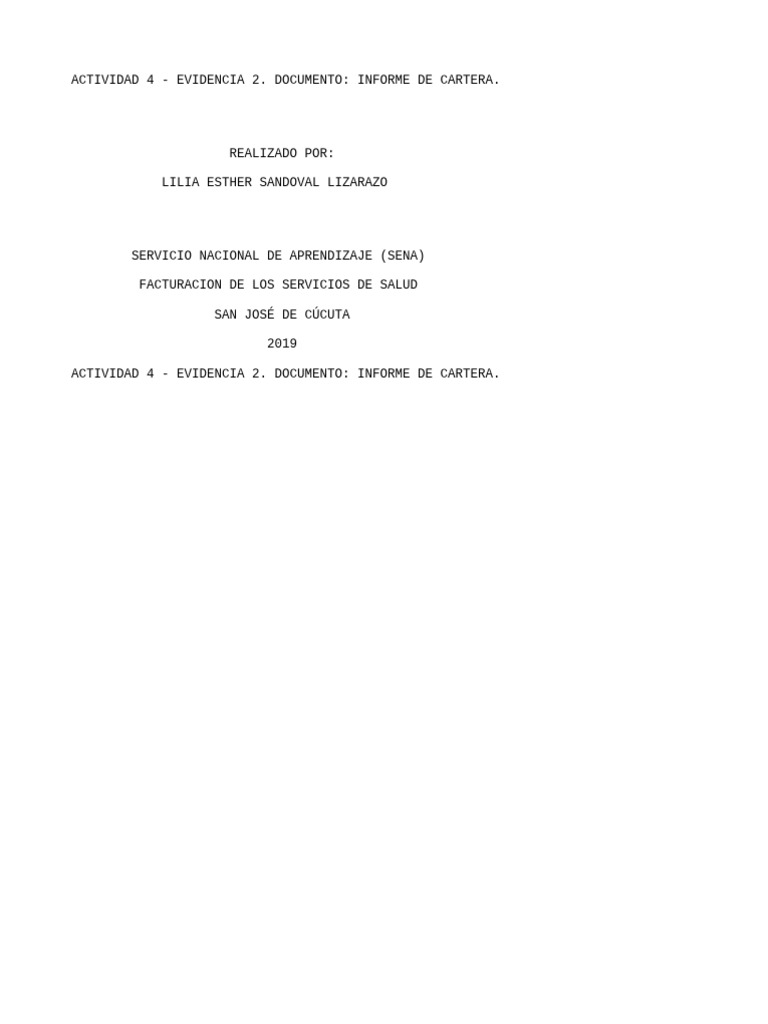 Actividad 4 Evidencia 2 Informe de Cartera | PDF | Colombia | Comunidad andina