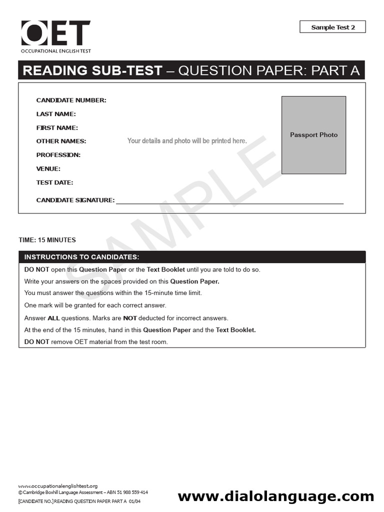 OET Reading Part A Questions Answers Sample 02 | PDF | Drug Overdose ...