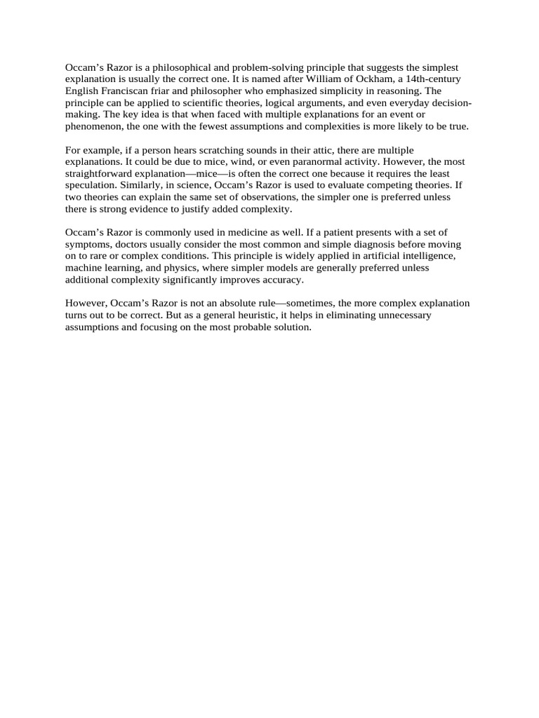 Occam's Razor | PDF
