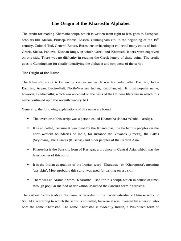 The Origin of The Kharosthi Alphabet | PDF | Writing | Languages Of Asia