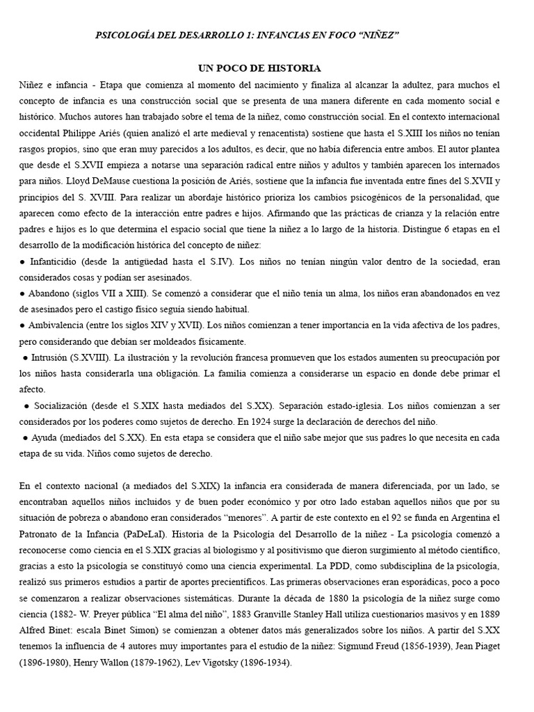 Resumen psico del desarrollo 1 | PDF | Mente inconsciente | Sicología