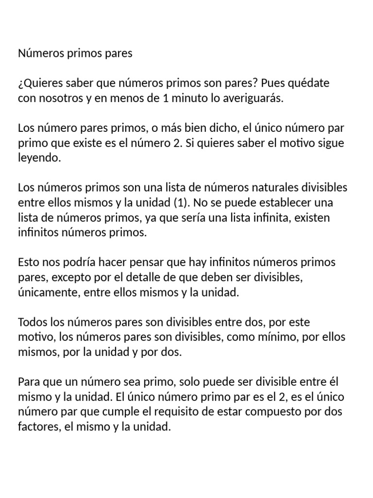 Numeros Pares y Primos | PDF