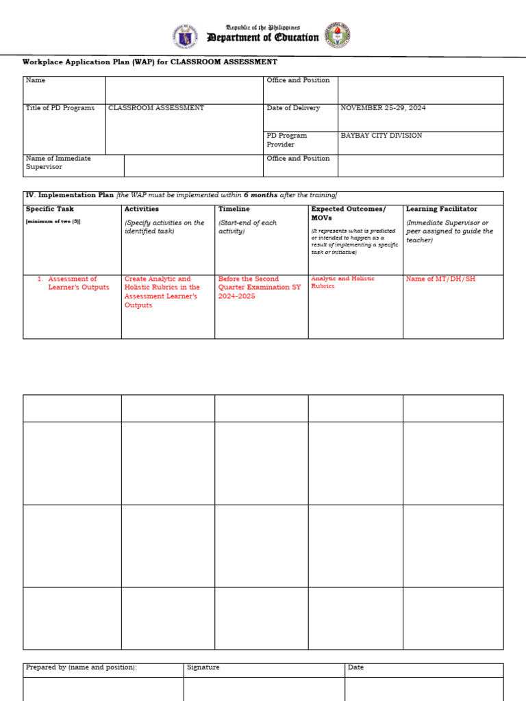 WAP Classroom Assessment | PDF