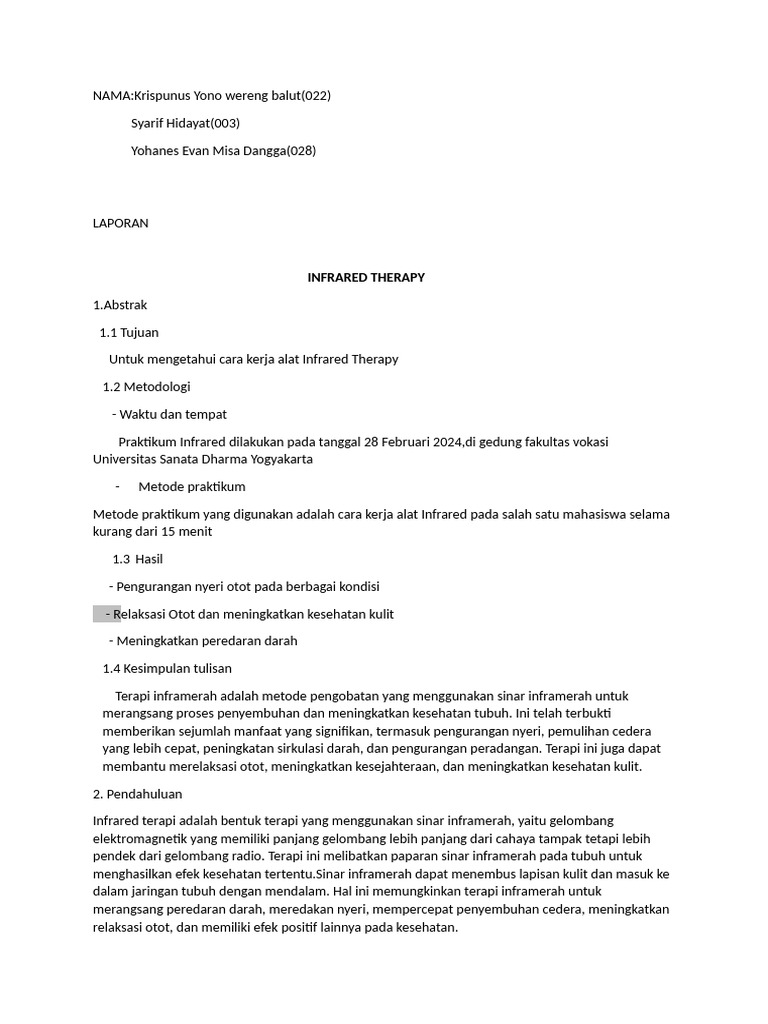 Terapi Infrared: Manfaat & Inovasi | PDF