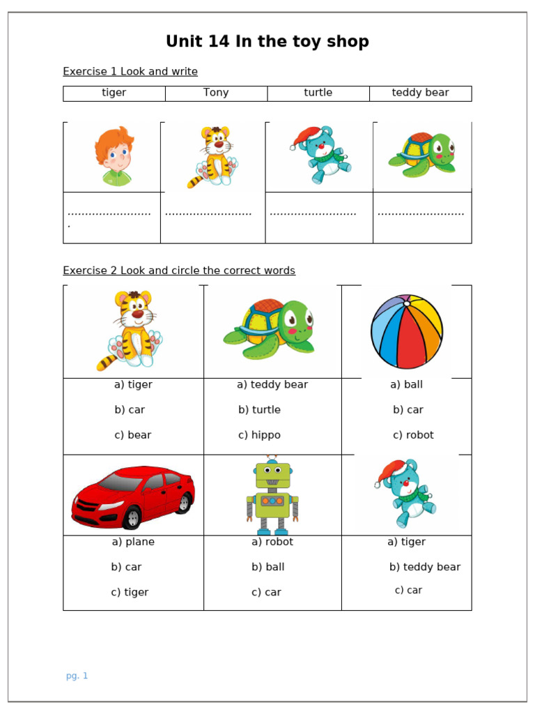 Unit 14: In the Toy Shop Activities | PDF | Toys | Bears
