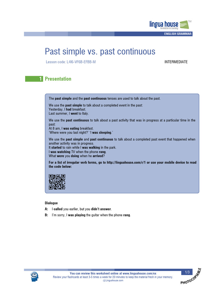 Past Simple vs. Past Continuous Guide | PDF | Grammatical Tense | Grammar