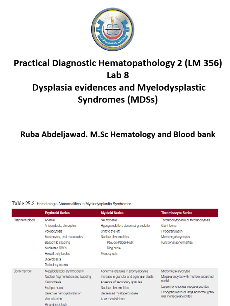 Lab 8 Myelodysplastic Syndromes | PDF | Diseases And Disorders ...