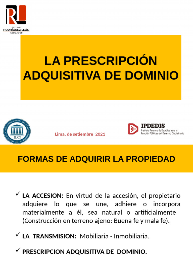Prescripción Adquisitiva de Dominio | PDF | Posesión (Ley) | Posesión ...
