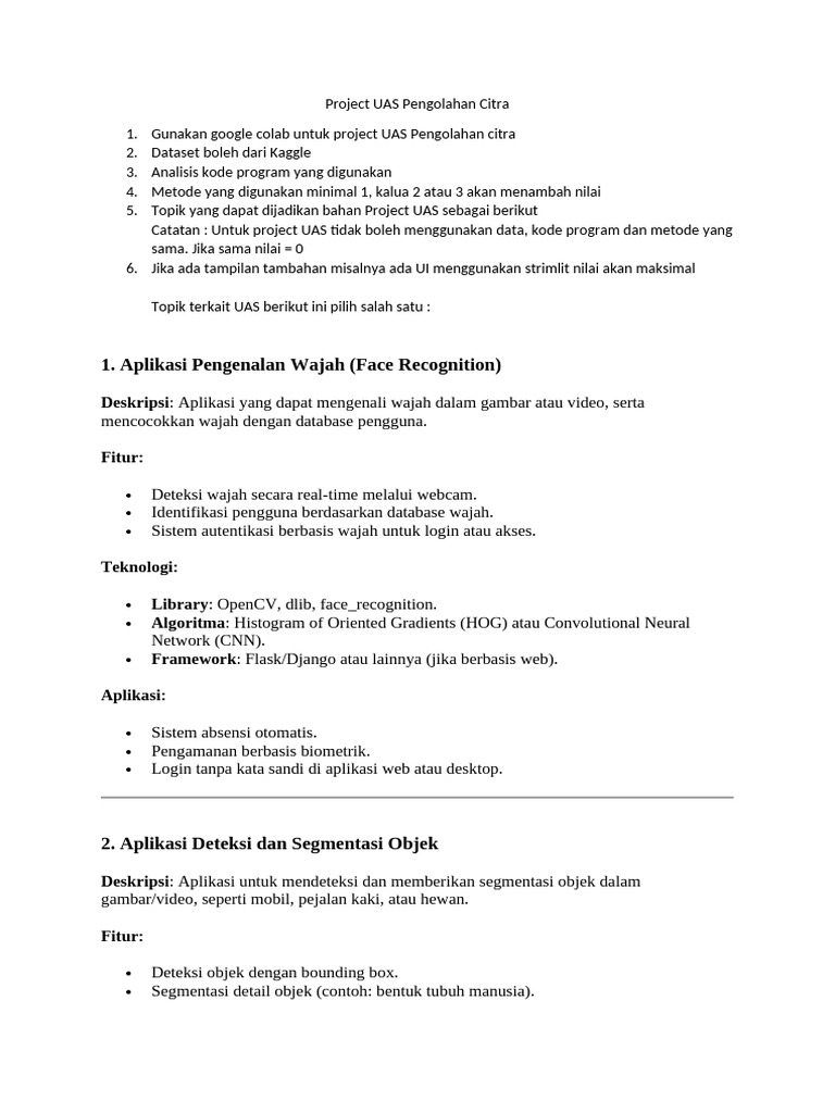 Project UAS Pengolahan Citra | PDF