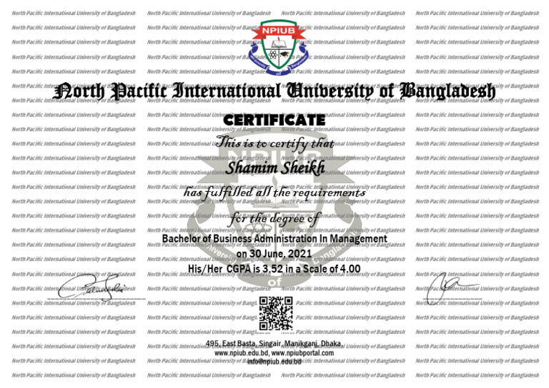 Bachelor Certificate from NPI University | PDF | Vocational Education ...