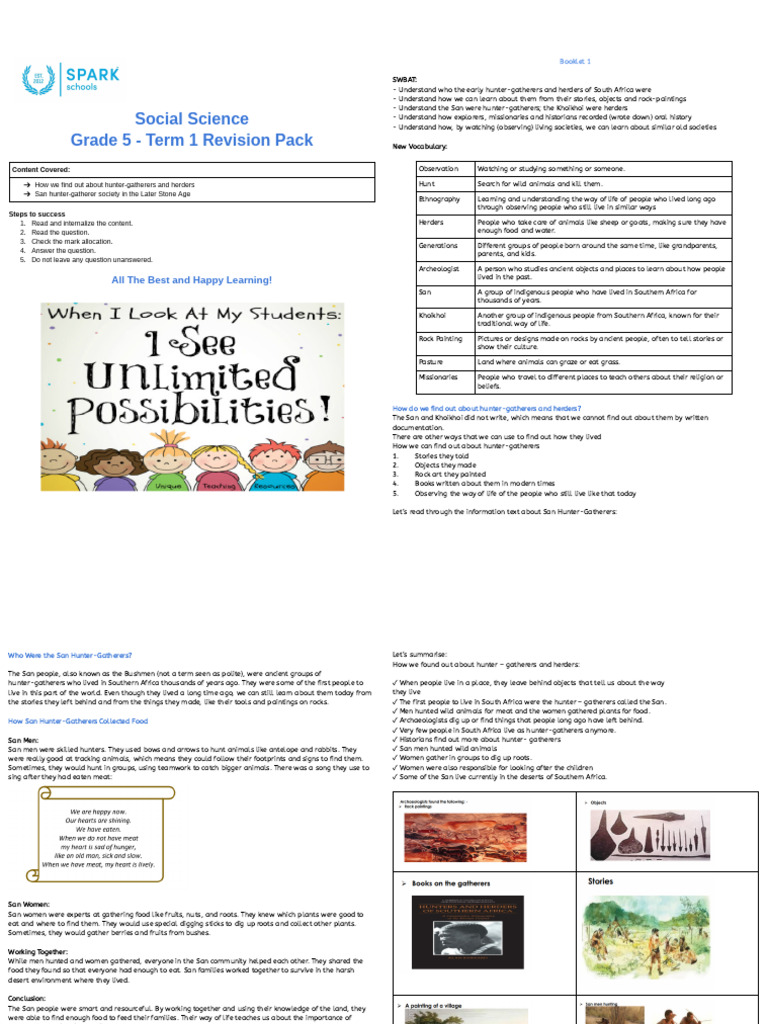 Social Science Grade 5 - Term 1 Revision Pack: All The Best and Happy ...