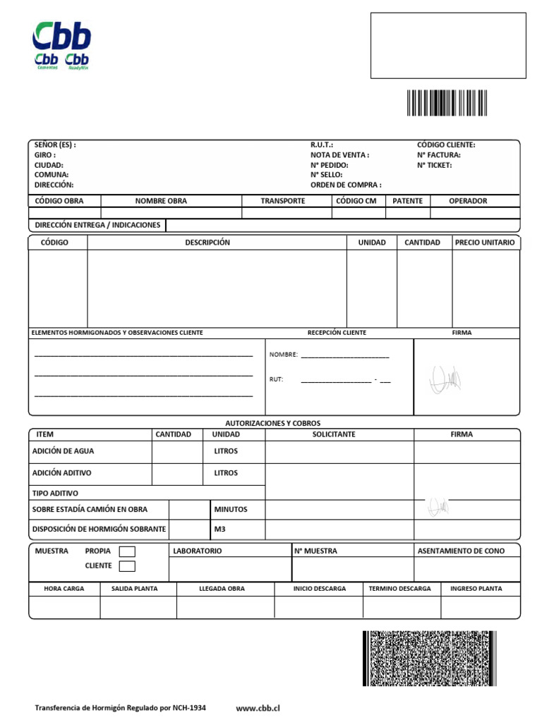 Guia de Despacho 01julio CBB | PDF | Hormigón | Material compuesto