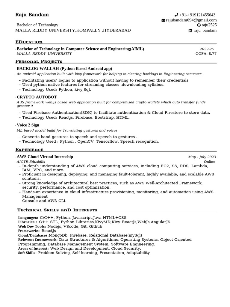 RAJU_ATS_RESUME | PDF | Amazon Web Services | Cloud Computing