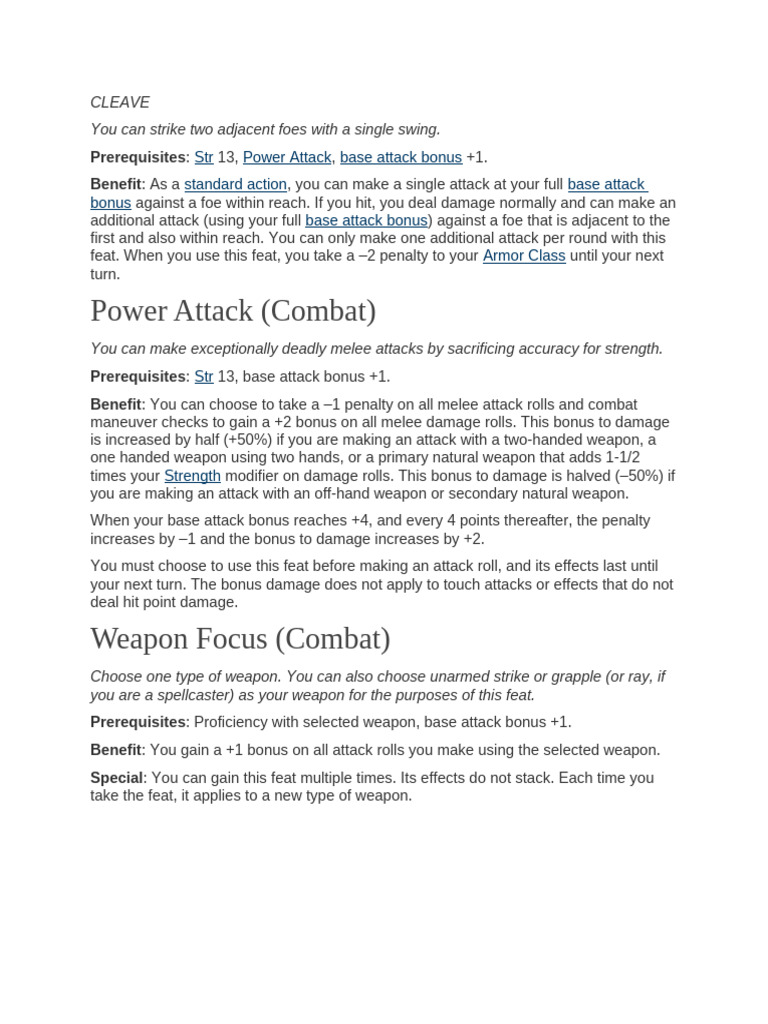 Essential Fighter Feats in Pathfinder | PDF | Role Playing Games