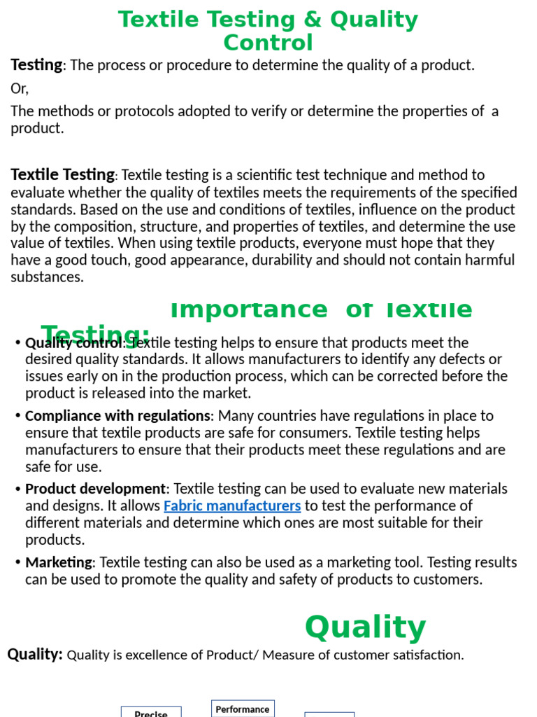 1.Textile Testing & Quality Control | PDF | Textiles | Reliability ...