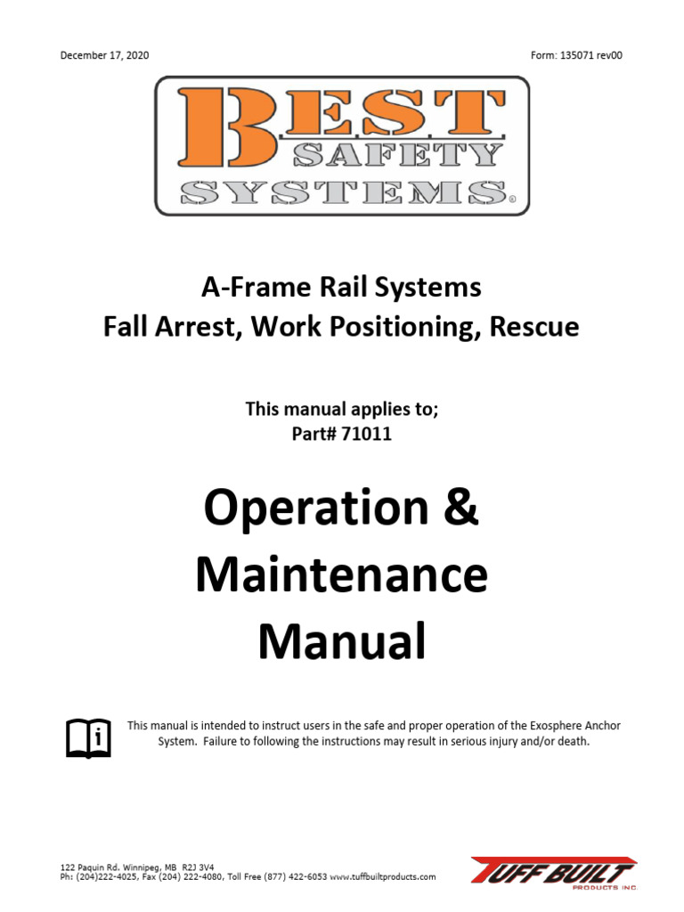 135071 rev00, OPM, Best Safety Systems, A-Frames, Pt# 71011 | PDF