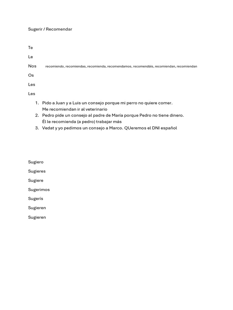Sugerencias y Recomendaciones: Diferencias | PDF