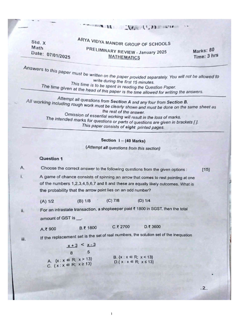 Manthan Shah, Math AVM Pap 2 | PDF