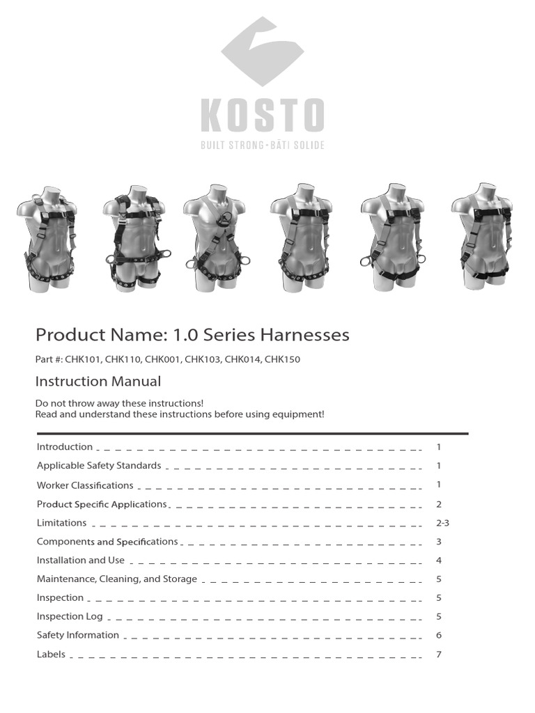 Kosto Fall Protection Harness Manual | PDF | Working Conditions ...