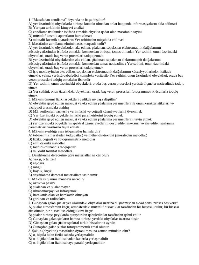 Mesafeden Zondlama Ve Kosmik Geodeziya-1 | PDF