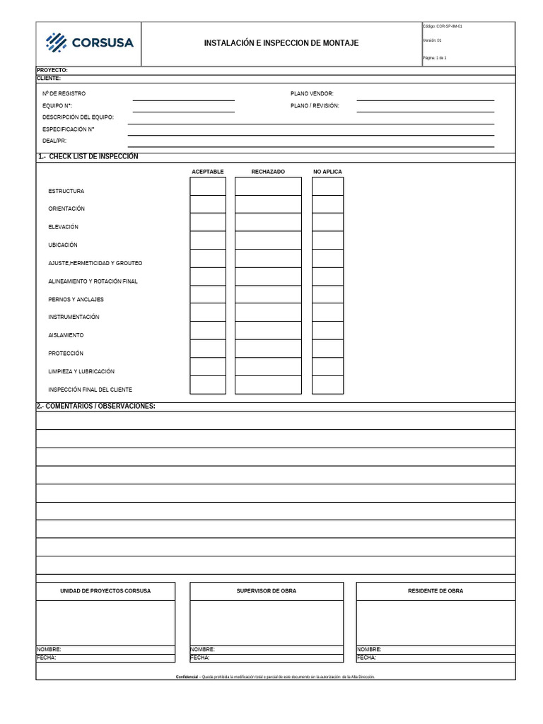 Protocolo de Inspección de Equipos | PDF
