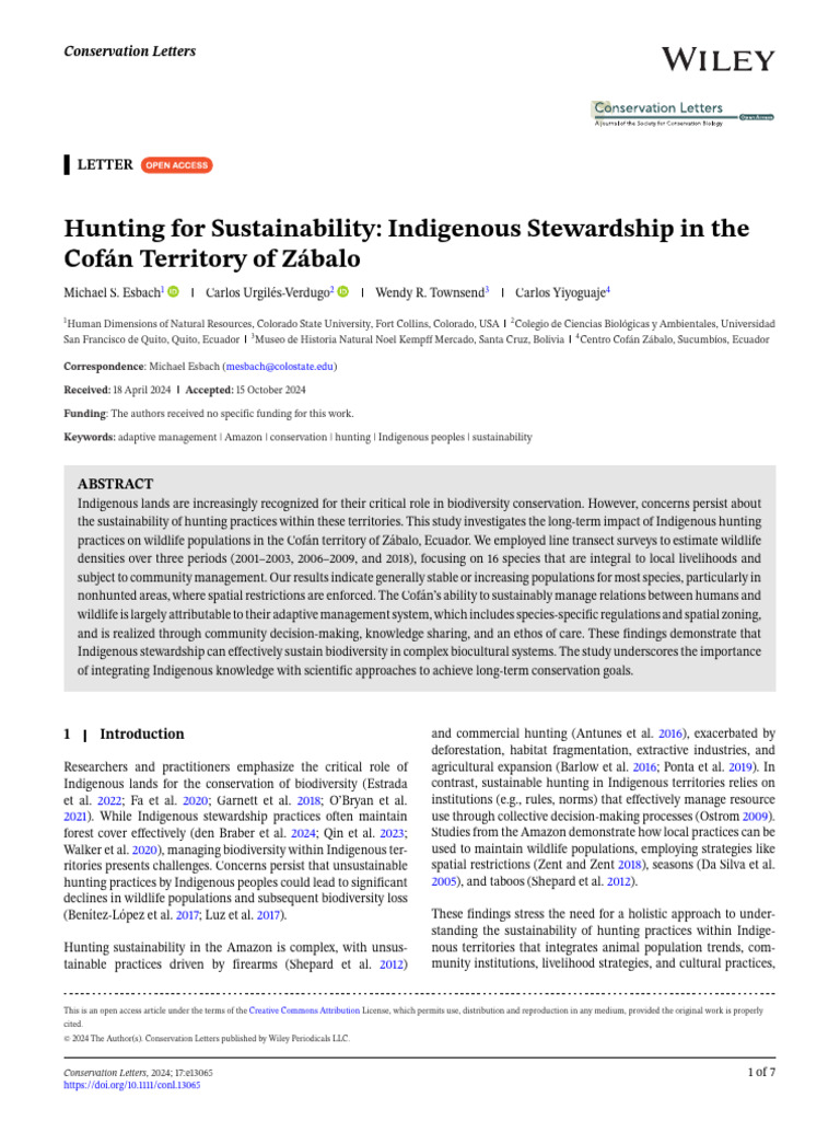 Hunting For Sustainability Indigenous Stewardship | PDF | Hunting ...