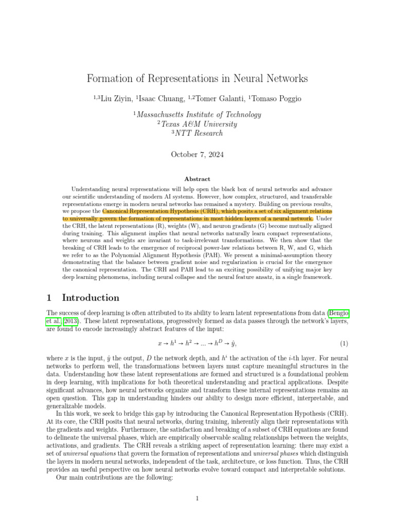 Formation of Representations in Neural Networks 2410.03006v1 | PDF ...