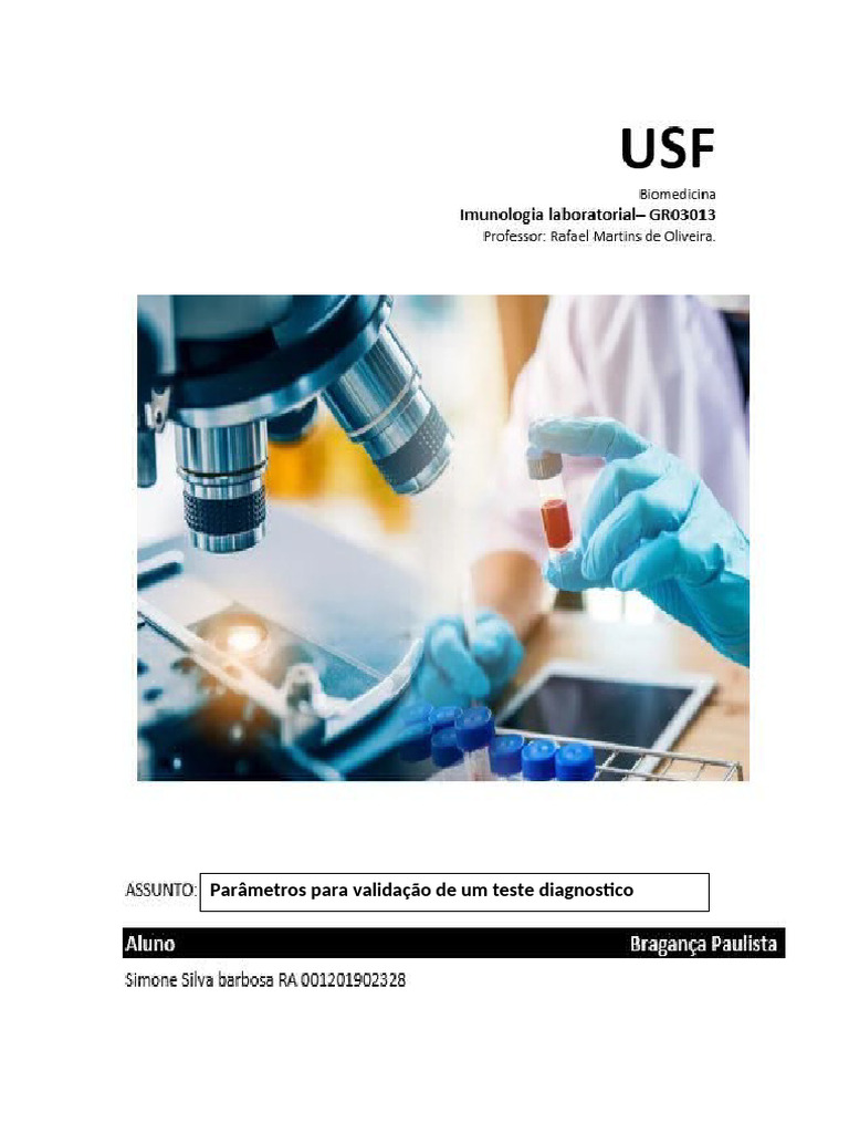 Parâmetros de Validação de Testes Diagnósticos | PDF | Sensibilidade e ...