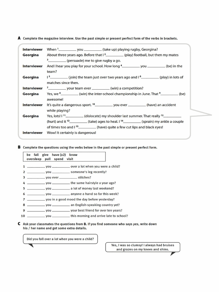 Present Perfect Vs Simple Past Handout | PDF
