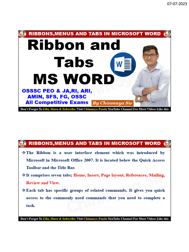 Overview of MS Word Tabs and Ribbons | PDF