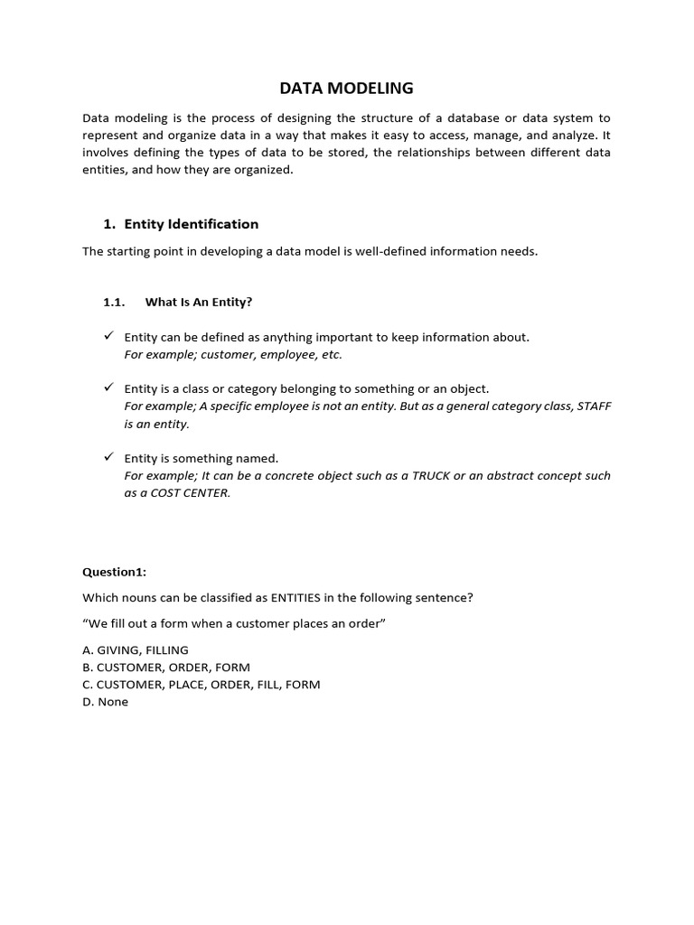 Data Modeling: Entity and Relationship Basics | PDF | Identifier | Databases