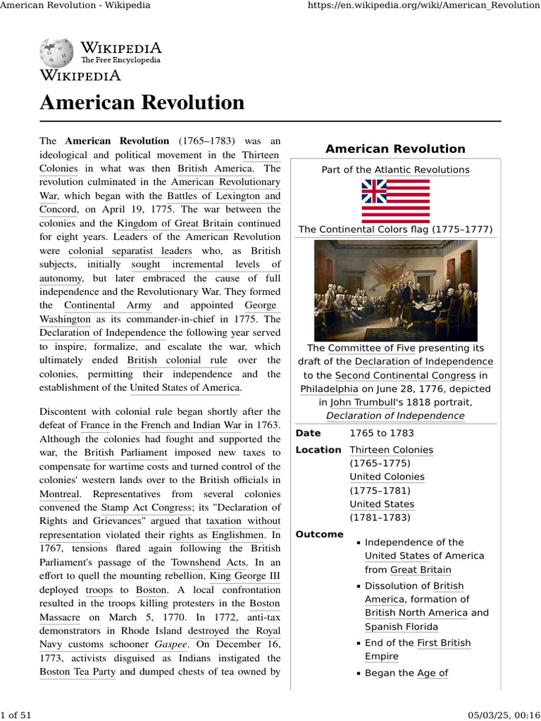 Overview of the American Revolution | PDF | American Revolution ...