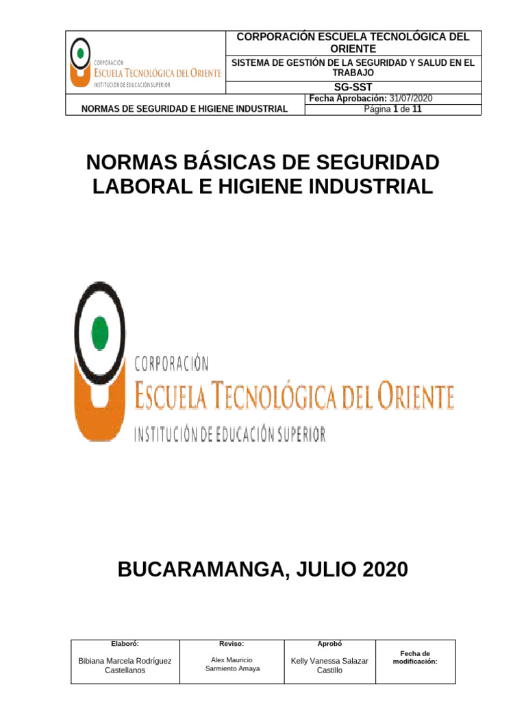 Normas de Seguridad e Higiene Industrial | PDF | Higiene Ocupacional | Higiene