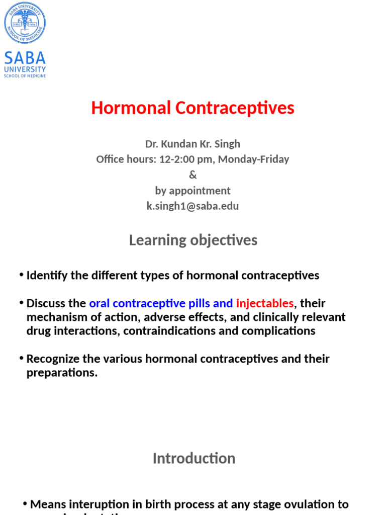 Hormonal Contraceptives | PDF | Combined Oral Contraceptive Pill ...