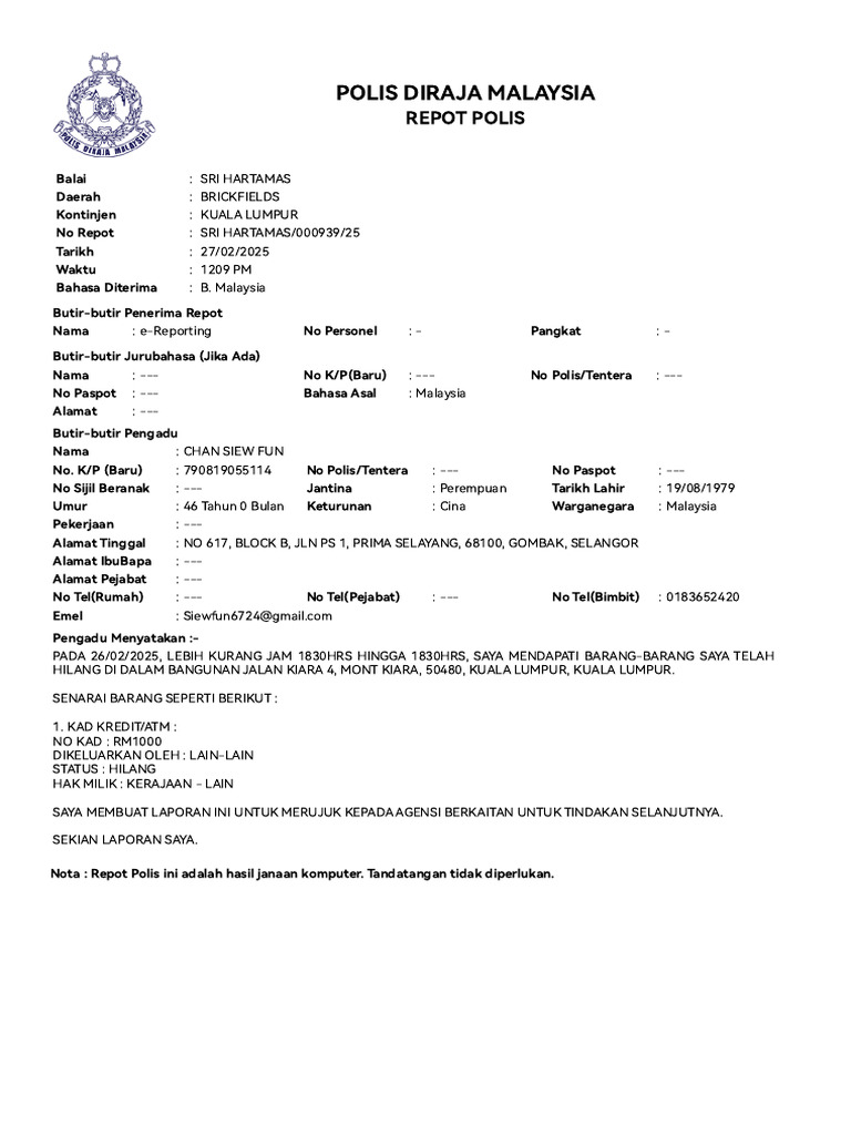 Polis Report 27022025 | PDF