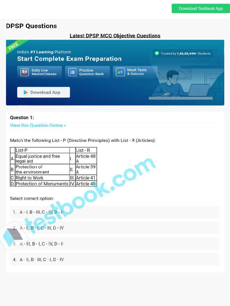MCQ On DPSP 5eea6a1239140f30f369ecc6 | PDF