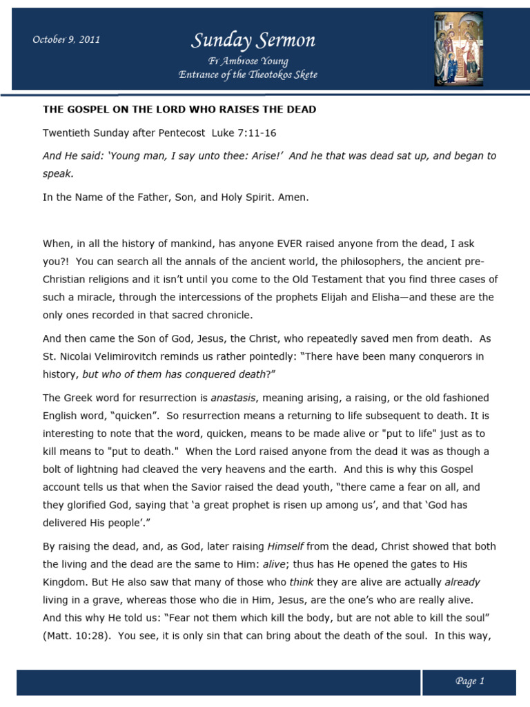 Oct 92011 Raising The Dead | PDF | Jesus | Resurrection