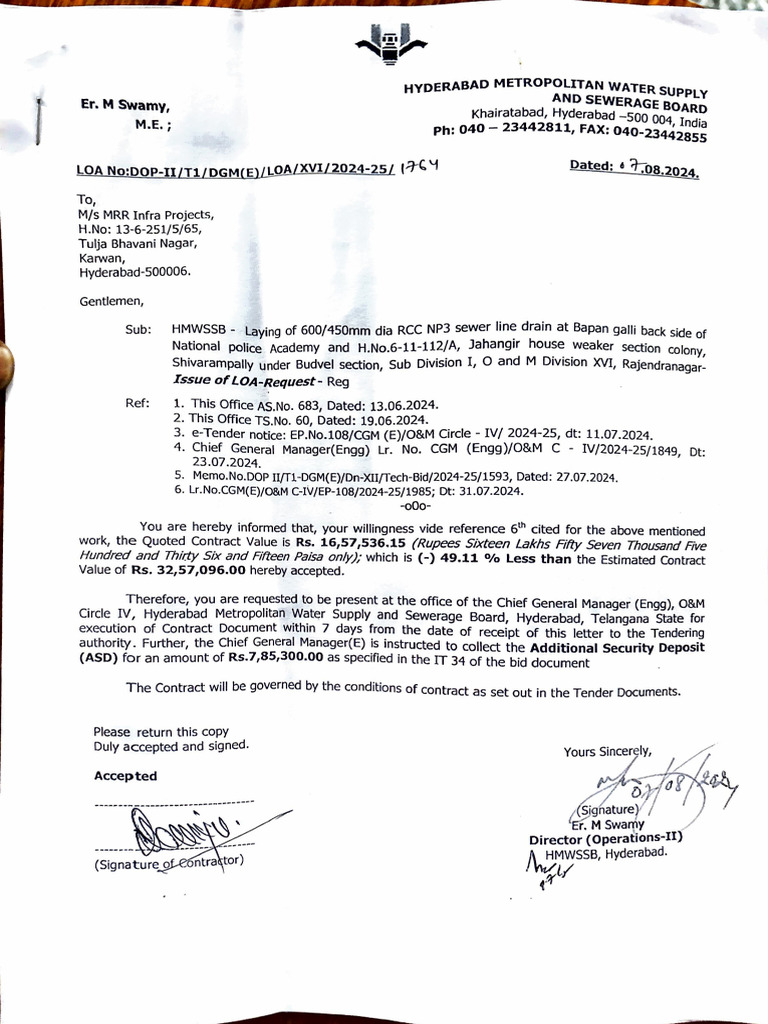 600 and 450mm Dia RCC Pipe Budvel | PDF | Water Treatment | Waste ...