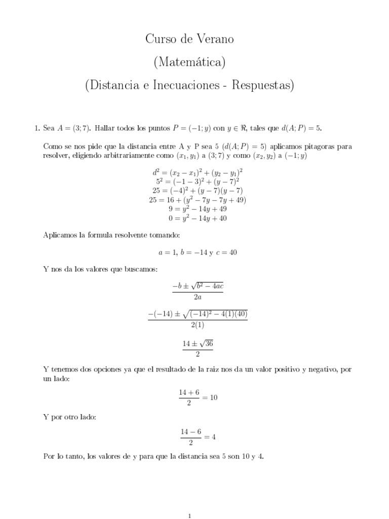 Distancias y Ecuaciones en Matemáticas | PDF | Factorización | Función ...
