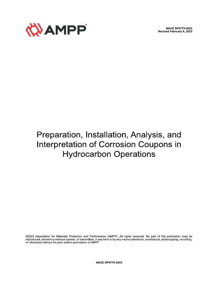 NACE SP0775-2023 Preparation Installation Analysis | PDF