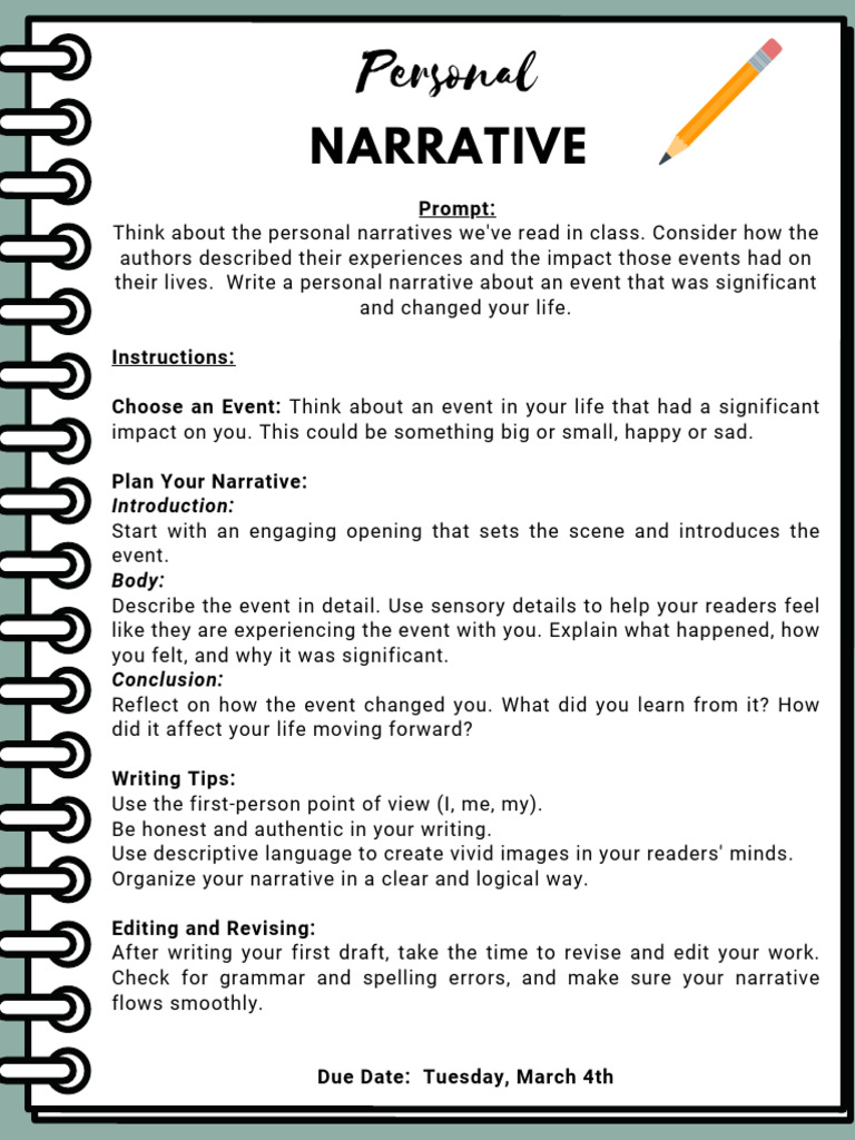 Personal Narrative Assignment | PDF