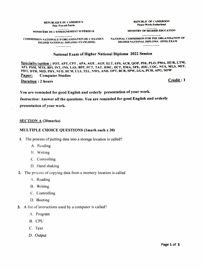 Computer Studies HND 2022 | PDF | Computer Network | Internet Protocol Suite