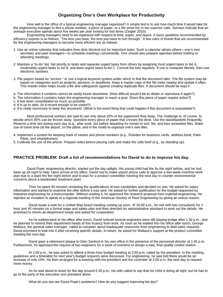 Workplace Organization Tips for Managers | PDF | Profit (Economics ...