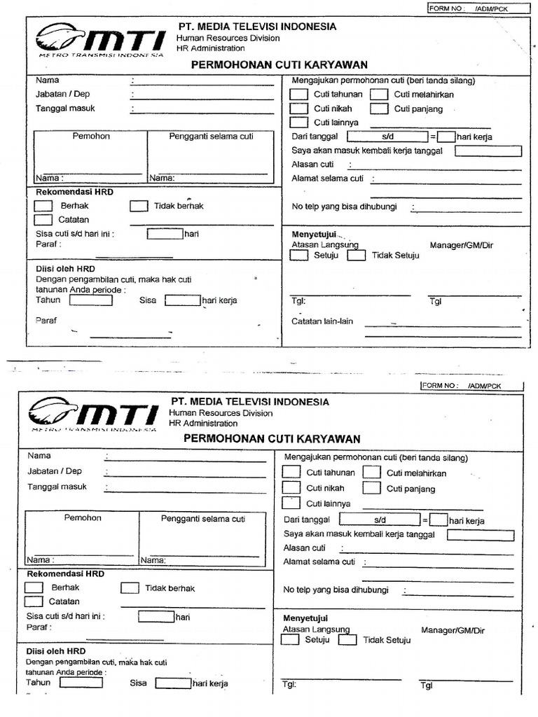 Form Cuti | PDF