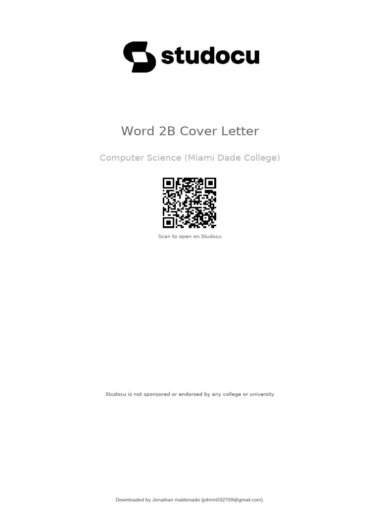 Word 2b Cover Letter | PDF