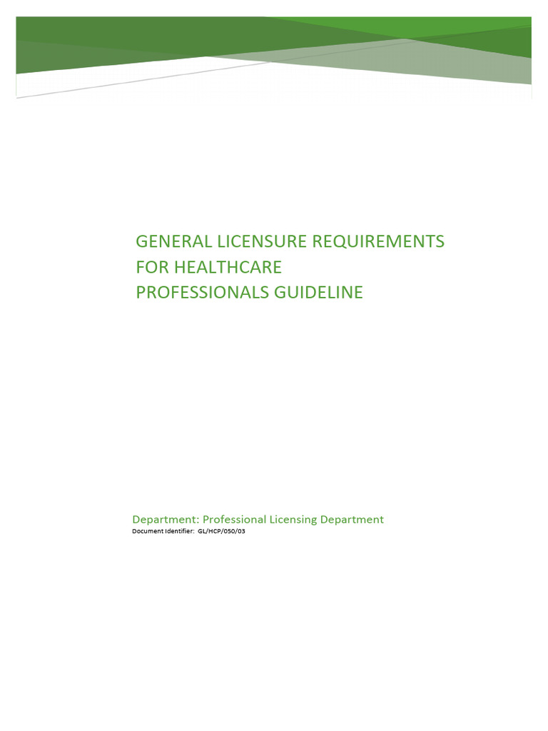 General Licensing Requirements For Healthcare Professionals - Guideline ...