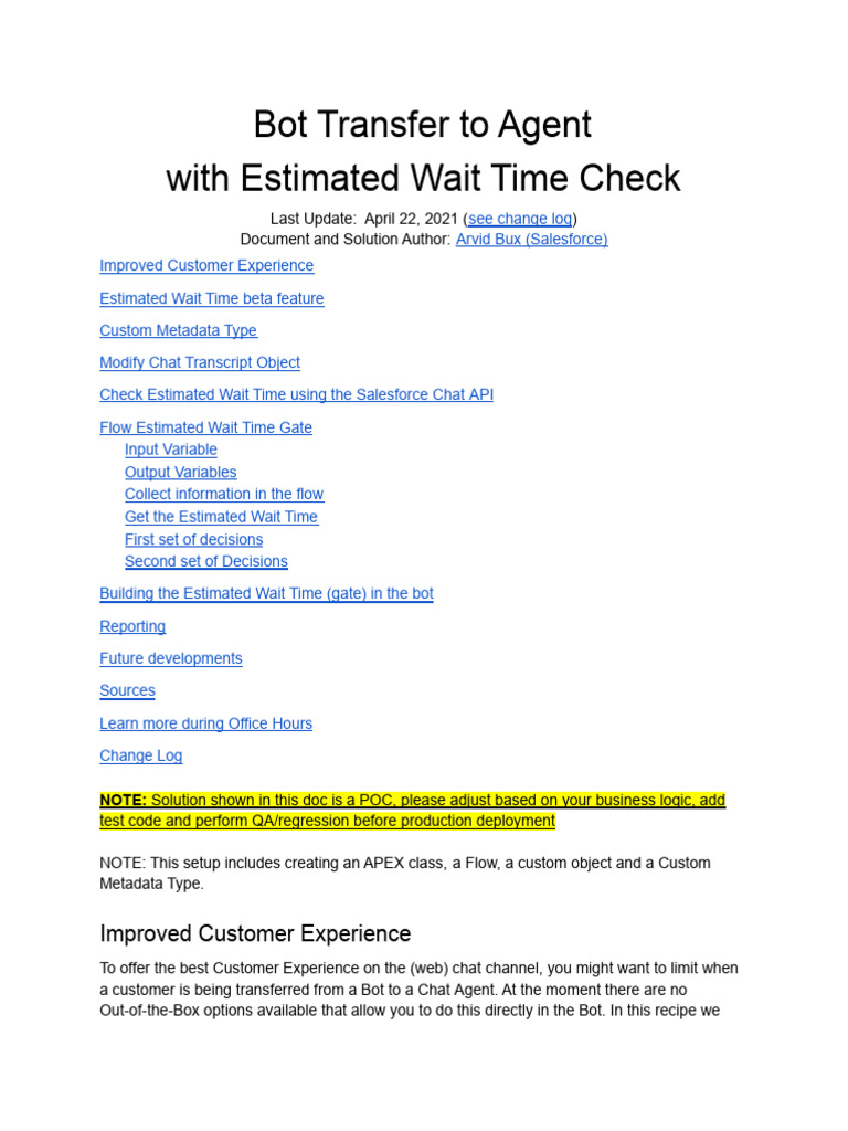 Bot Transfer to Agent with Wait Time | PDF | Information | Html Element